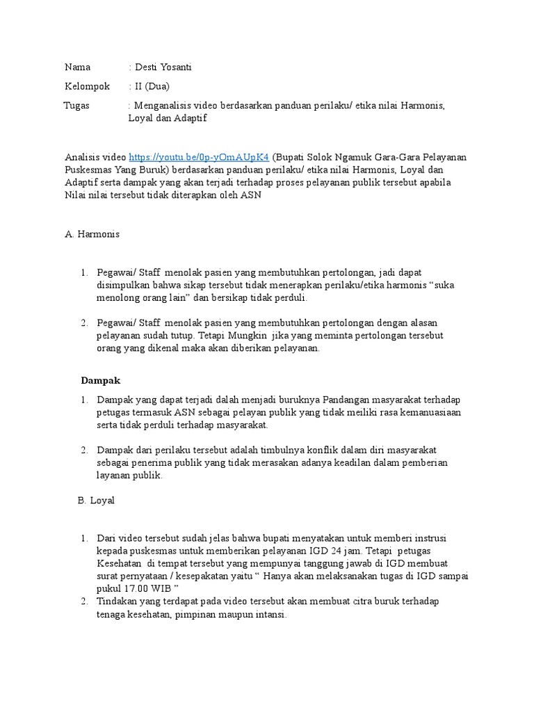 Desti Analisis Video | PDF