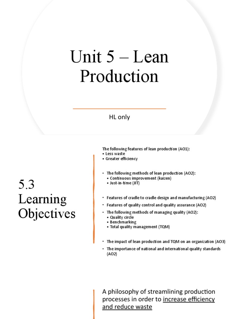 Lean Production Notes Business Management | PDF | Lean Manufacturing ...