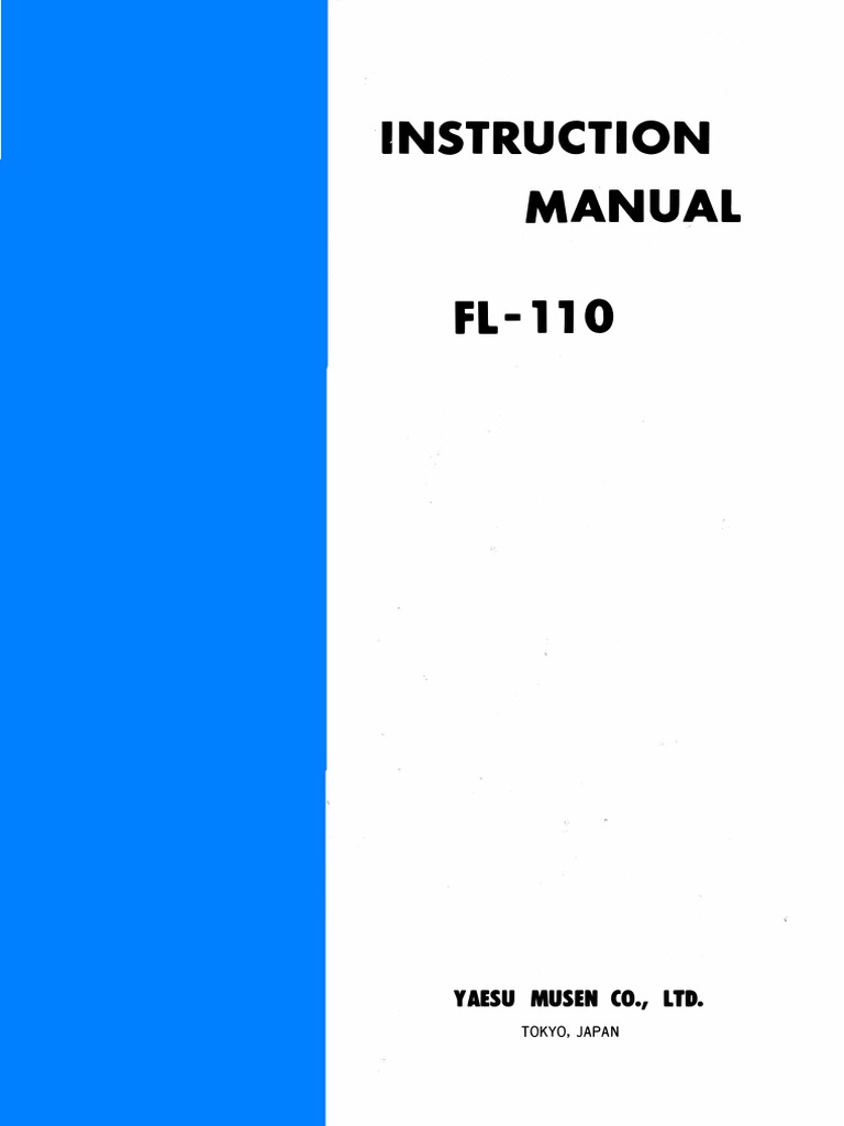 Instruction Manual FL-110: Yaesu Musen Co., LTD | PDF | Amplifier ...