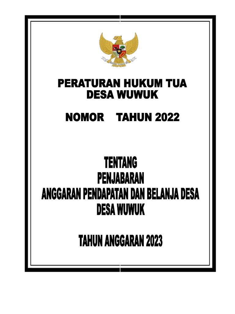 0 Cover Penjabaran Apbdes | PDF