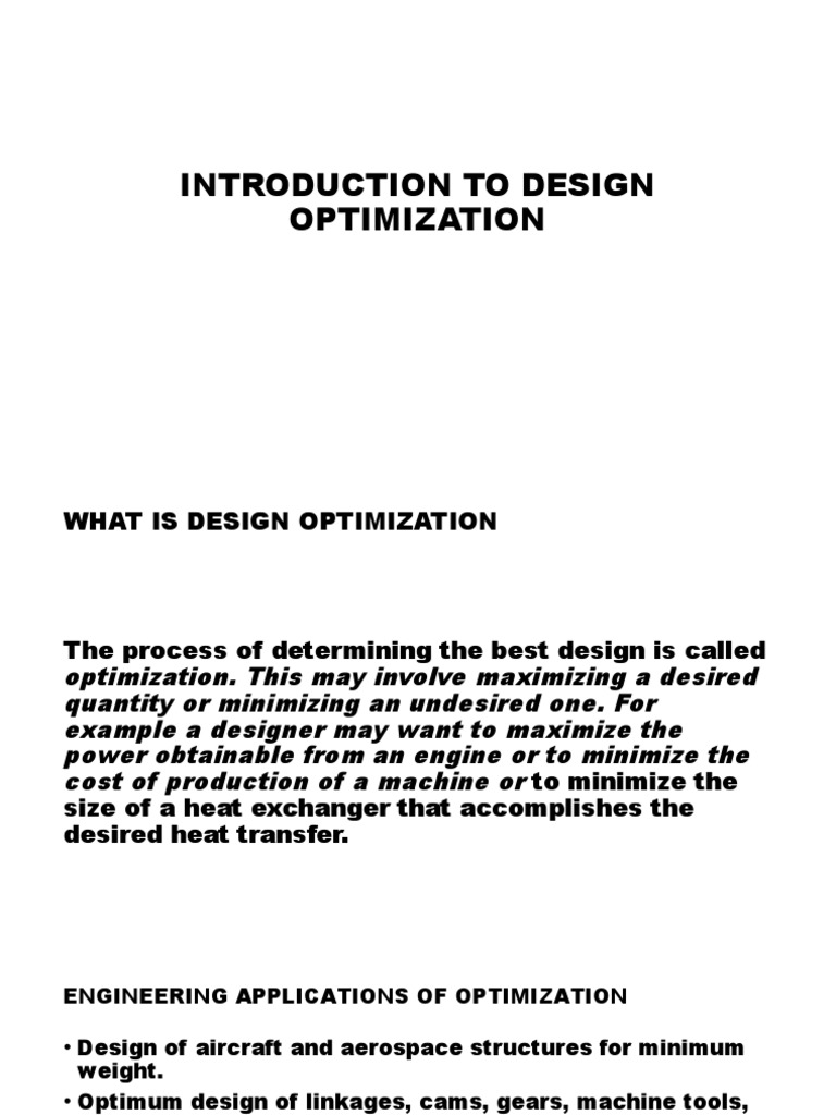 Introduction To Design Optimization Pdf Mathematical Optimization Maxima And Minima