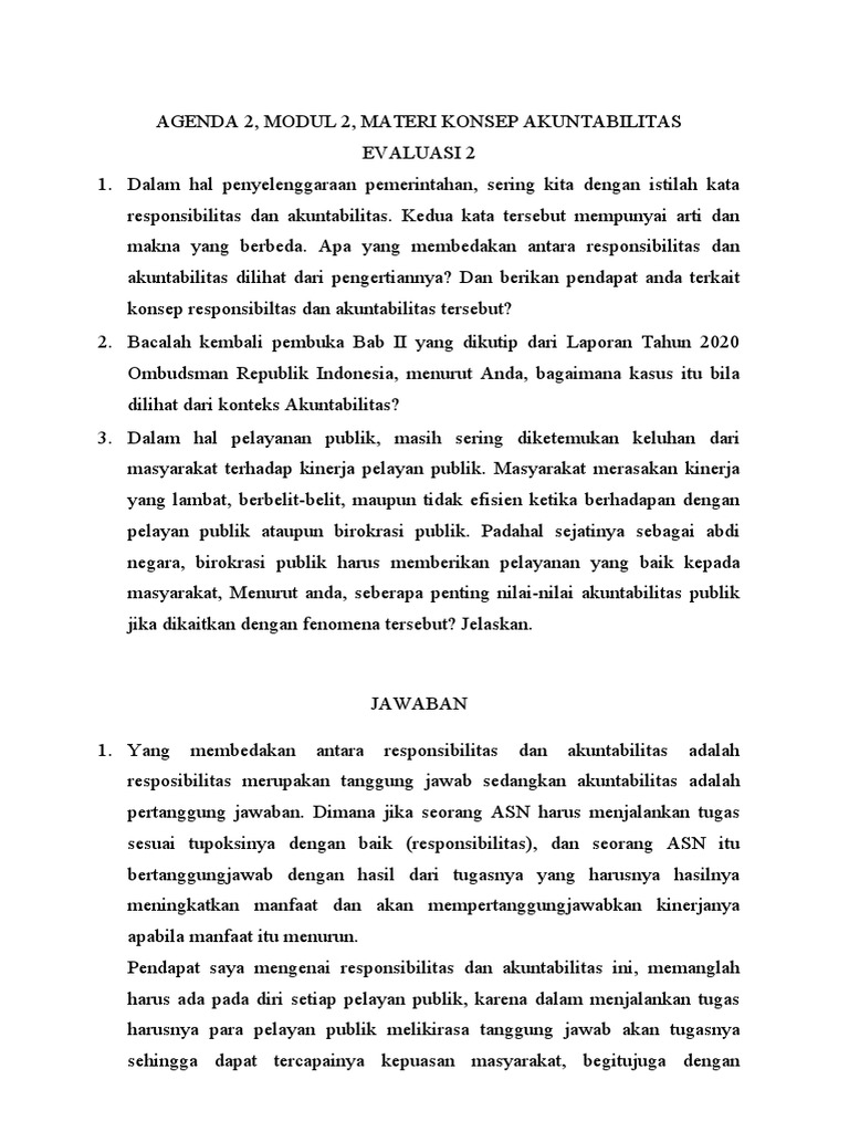 Perbedaan Responsibilitas dan Akuntabilitas | PDF