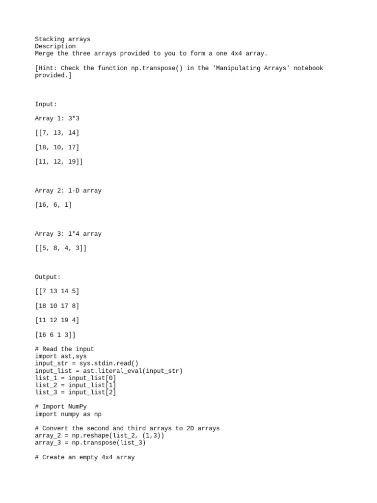 Stacking Arrays Pdf