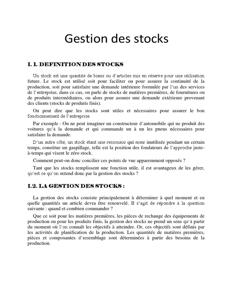 Gestion efficace des stocks en entreprise | PDF | Inventaire ...