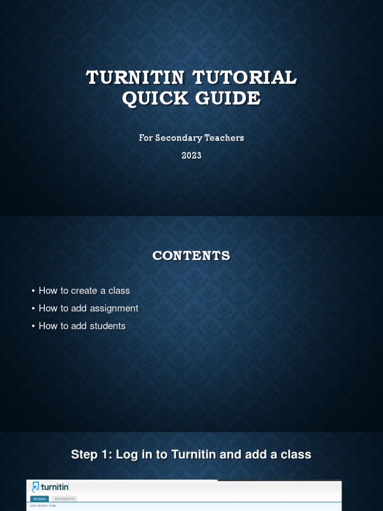 Turnitin Tutorial Quick Guide: For Secondary Teachers 2023 | PDF