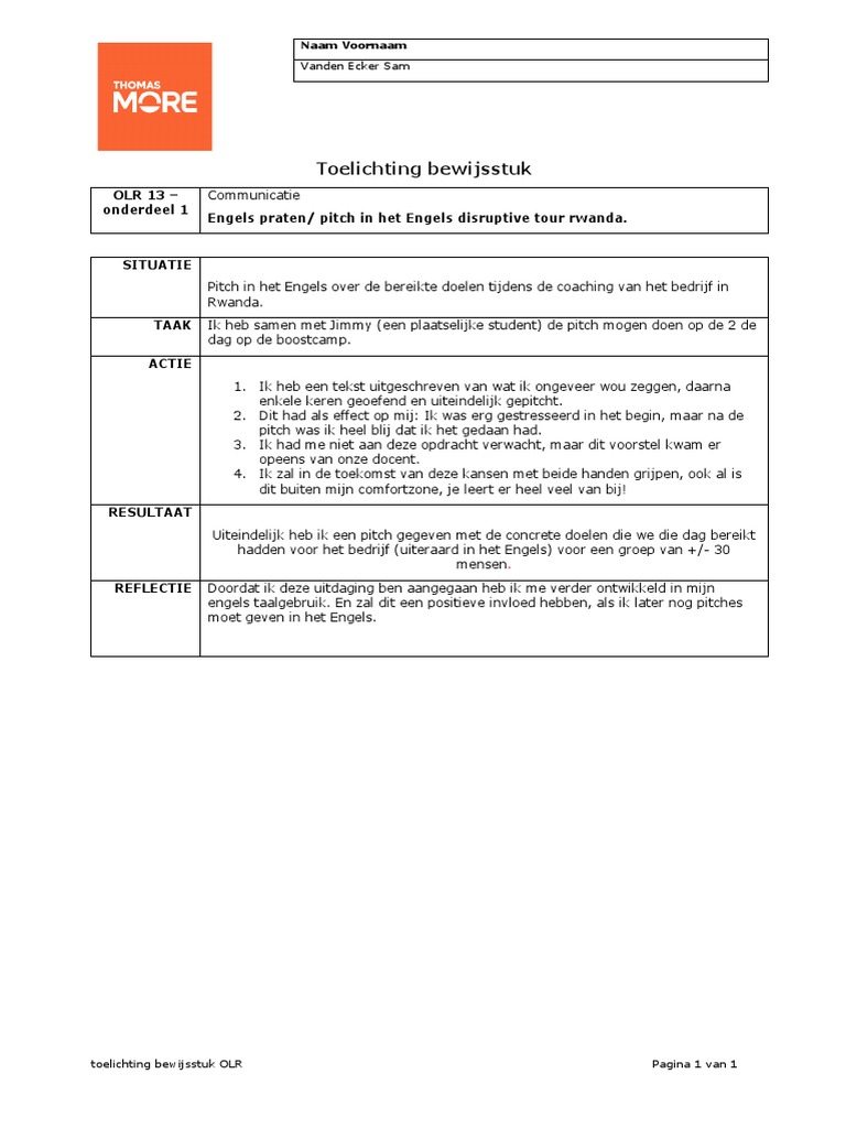 Toelichting Bewijsstuk Olr 13 1 | PDF