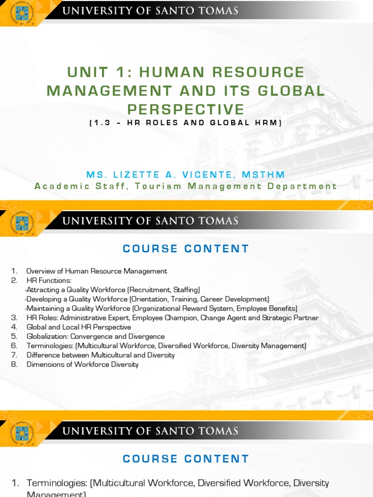 Unit 1: Human Resource Management and Its Global Perspective | PDF | Human Resource Management ...