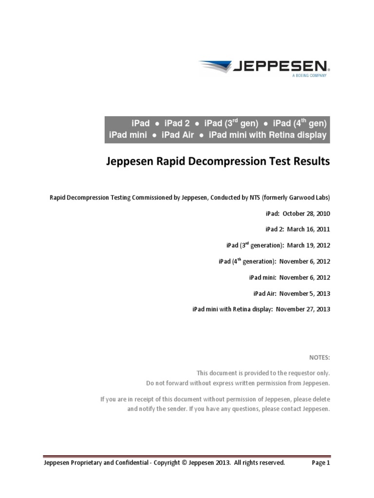 Jeppesen Rapid Decompression Test Results | PDF