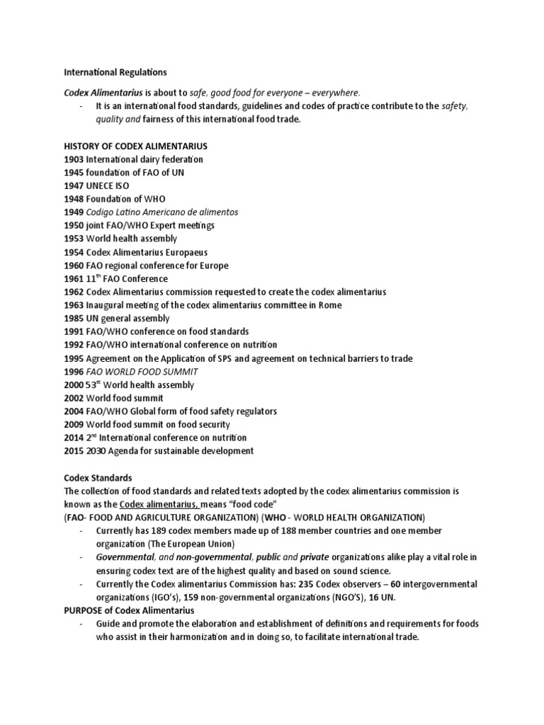 International Regulations Rev | PDF | Food Safety | Food And ...