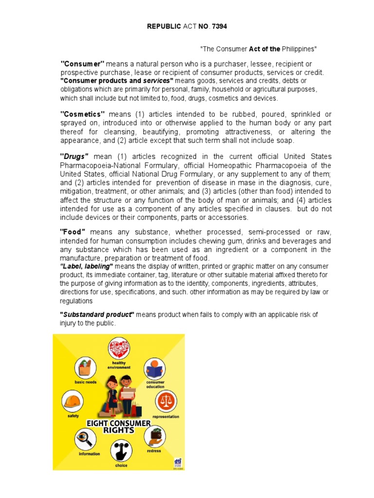 Consumer Act of the Philippines Guide | PDF | Cosmetics | Drugs