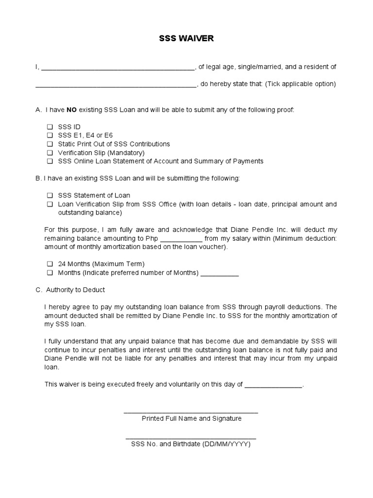 Sss Waiver | PDF