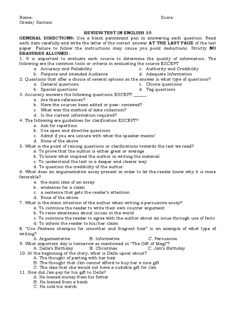 Reviewtest Grade10 Pdf Argument Essays 8452
