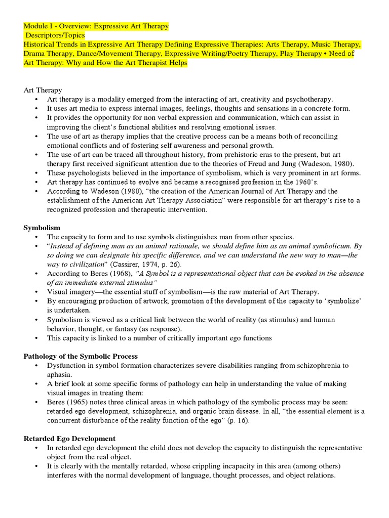 Final Notes | PDF | Psychotherapy | Art Therapy