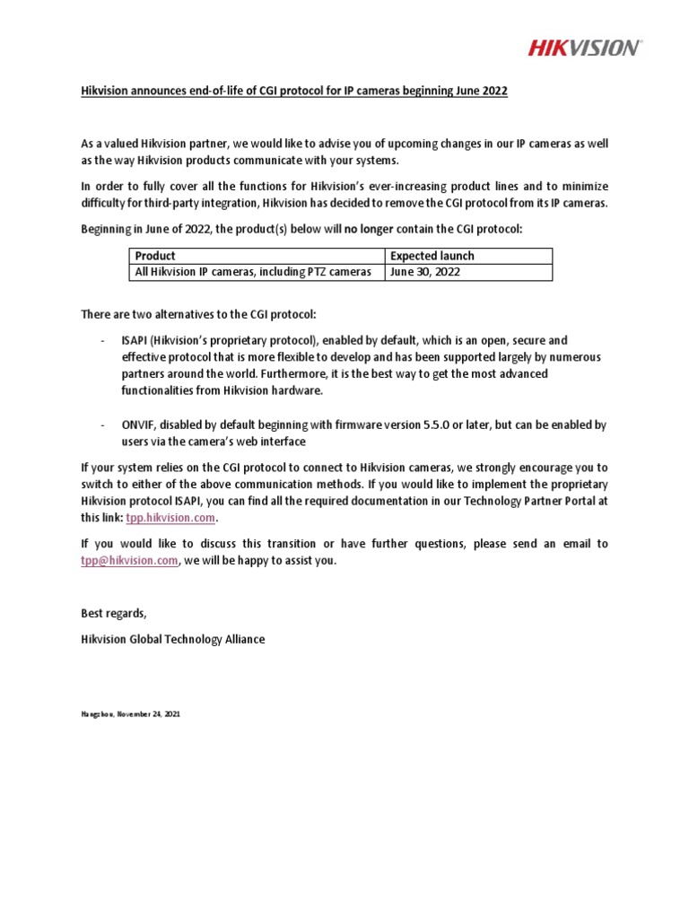 End-of-Life Notice for CGI Protocol | PDF