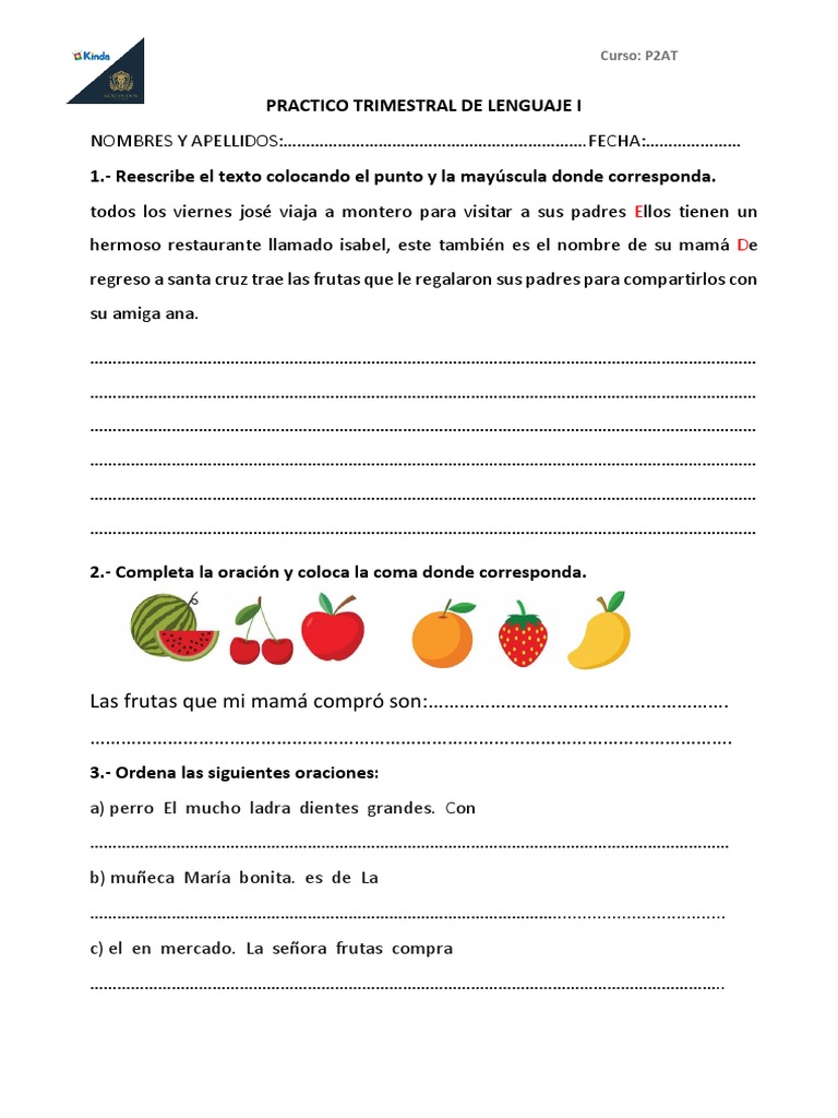 Practico de Lenguaje 1°trim | PDF