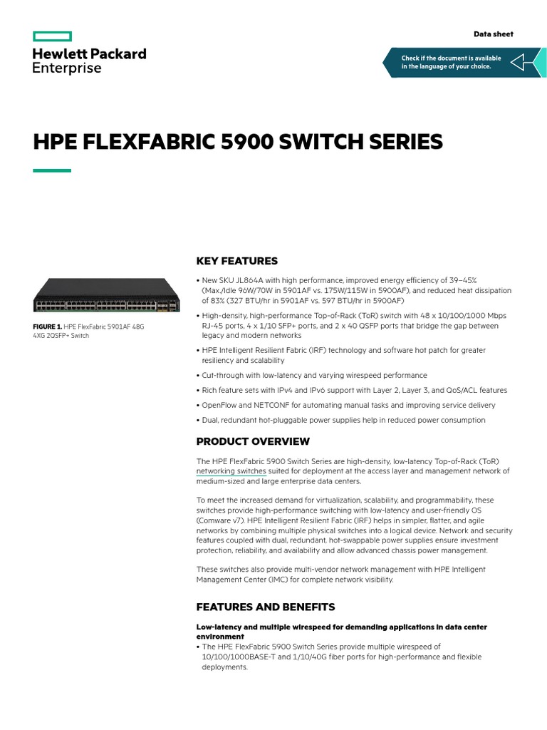 Hpe Flexfabric 5900 Switch Series Datasheet Pdf I Pv6 Internet Protocols