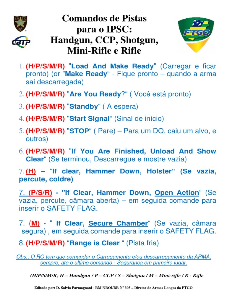 Comandos IPSC Pistas Handgun CCP Shotgun Mini-Rifle Rifle | PDF