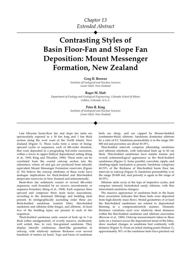 Contrasting Styles of Basin Floor-Fan and Slope Fan Deposition: Mount ...