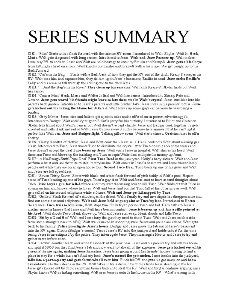 Series Summary | Download Free PDF | Television Series About Organized ...