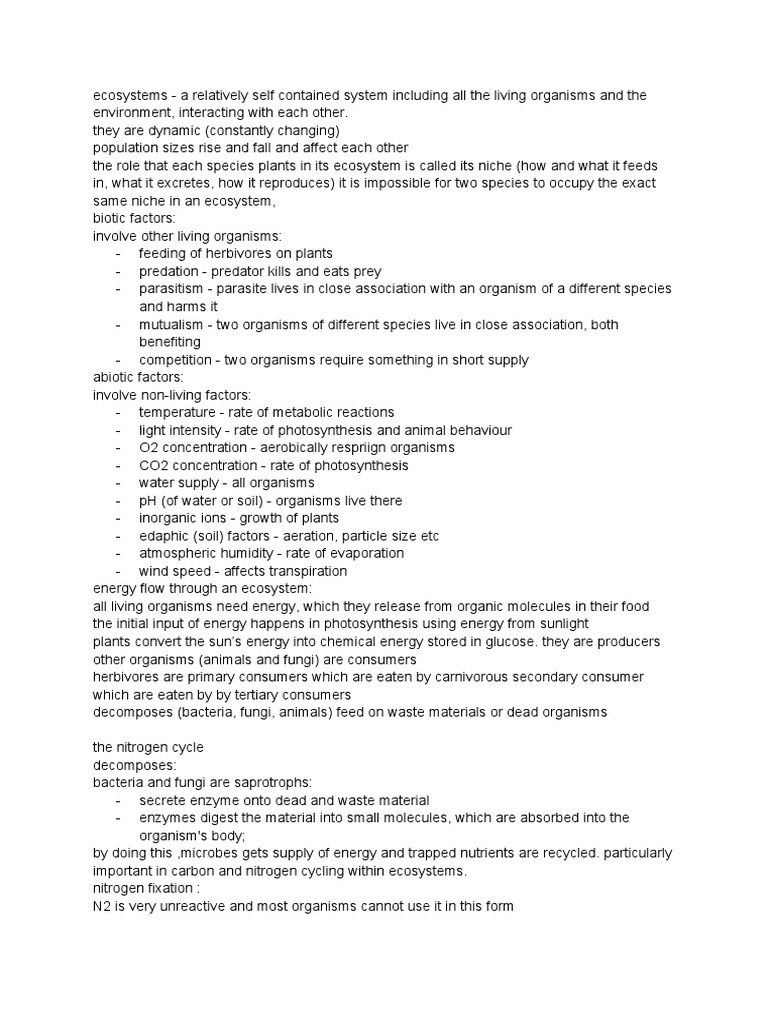 Ecosystems Consise Notes 6.3.1 | PDF | Primary Production | Ecosystem