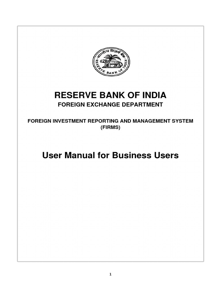 RBI FIRMS User Manual for Businesses | PDF | Password | User (Computing)