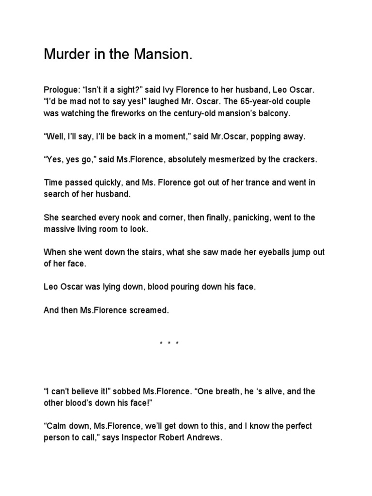 Murder in The Mansion | PDF | Mystery, Thriller & Crime Fiction