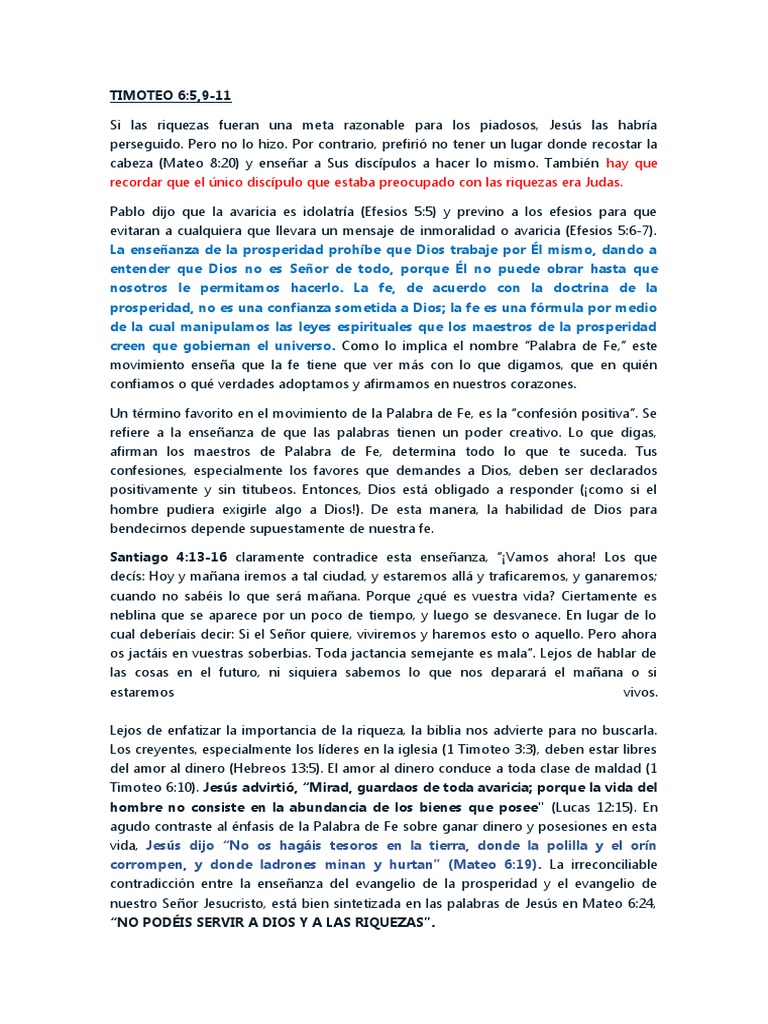Timoteo 6 | PDF | Jesús | Evangelio de Mateo