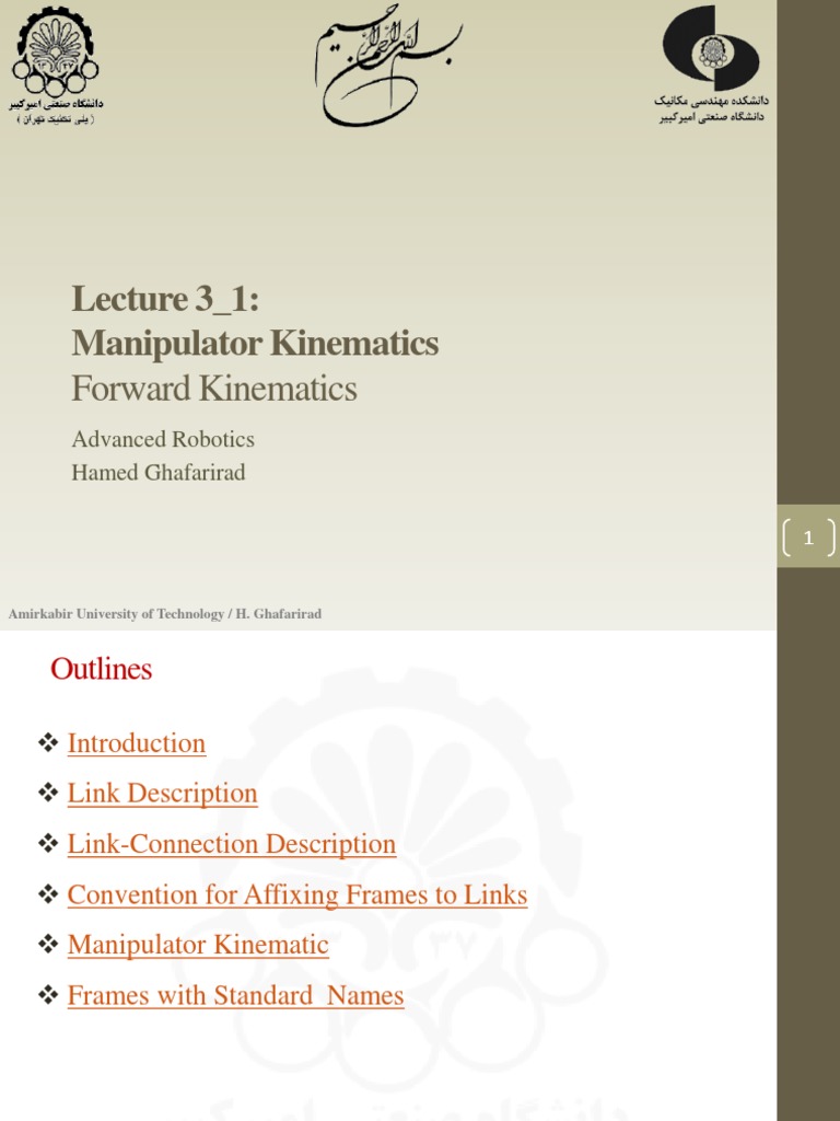 Lecture 3 - 1 Kinematics - Forward (00-11-17) | PDF | Cartesian ...