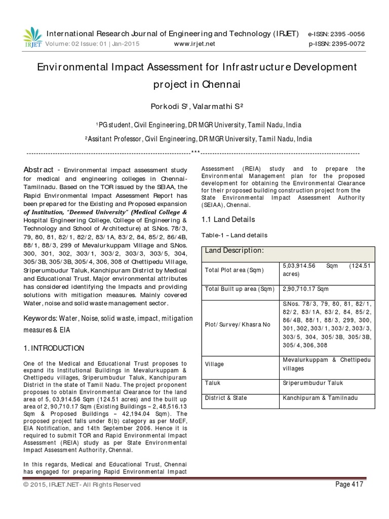 Environmental Impact Assessment For Infrastructure Development Project ...