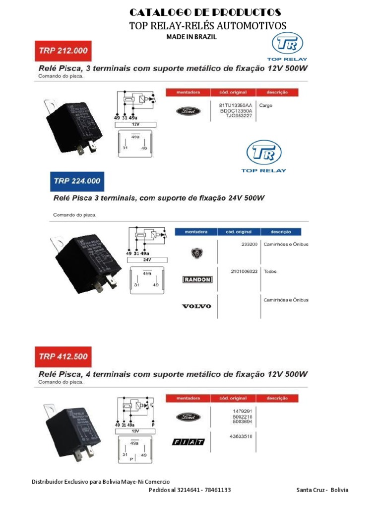 Catálogo de Relés Automotivos Top Relay | PDF | Bens manufaturados ...