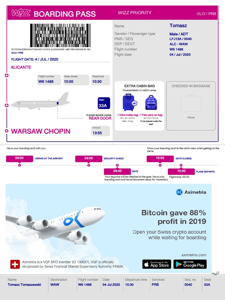 Wizz Air Flight Boarding Pass Details | PDF