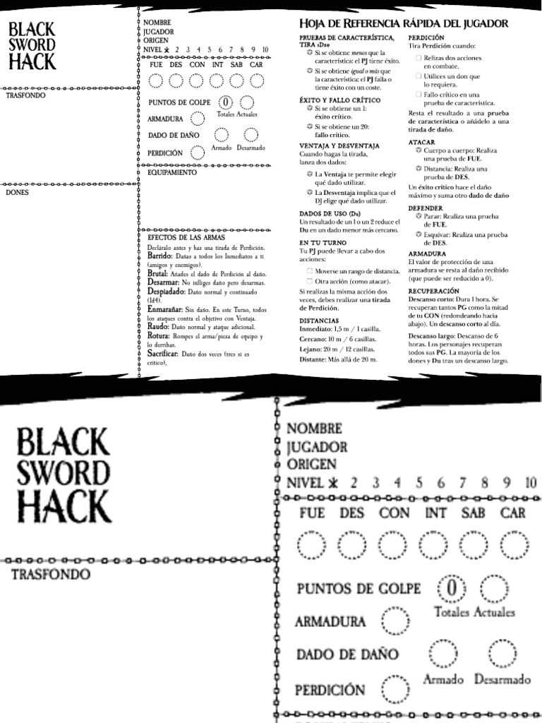 Ficha Alternativa Black Sword Hack Editable | PDF