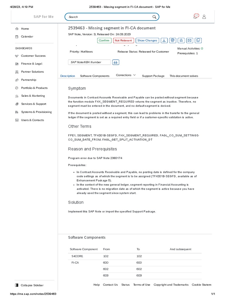 Missing Segment in FI-CA Document - SAP For Me | PDF | Business ...