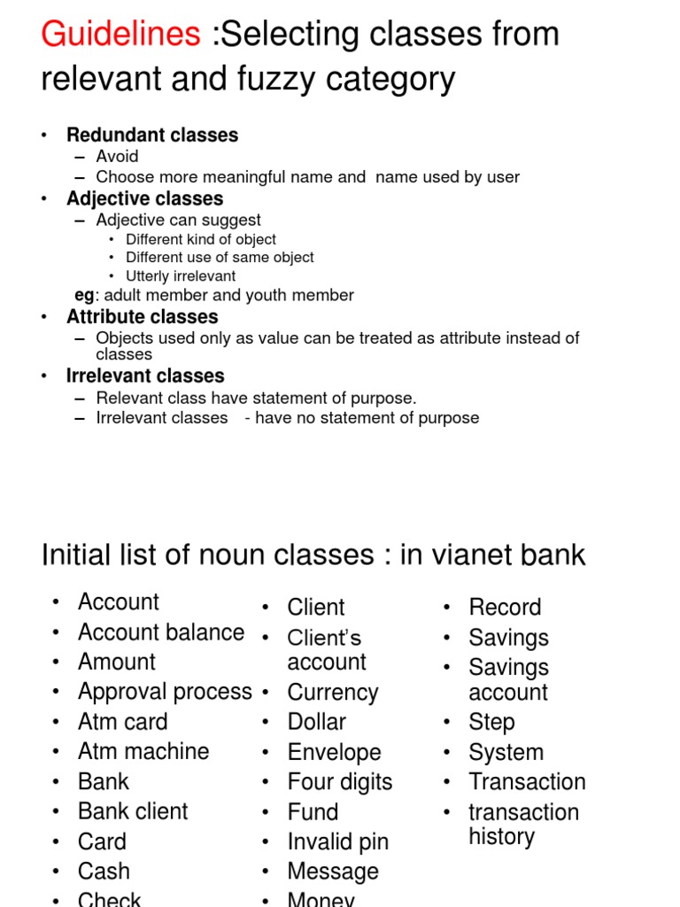 Guidelines::Selecting Classes From Relevant and Fuzzy Category | PDF ...