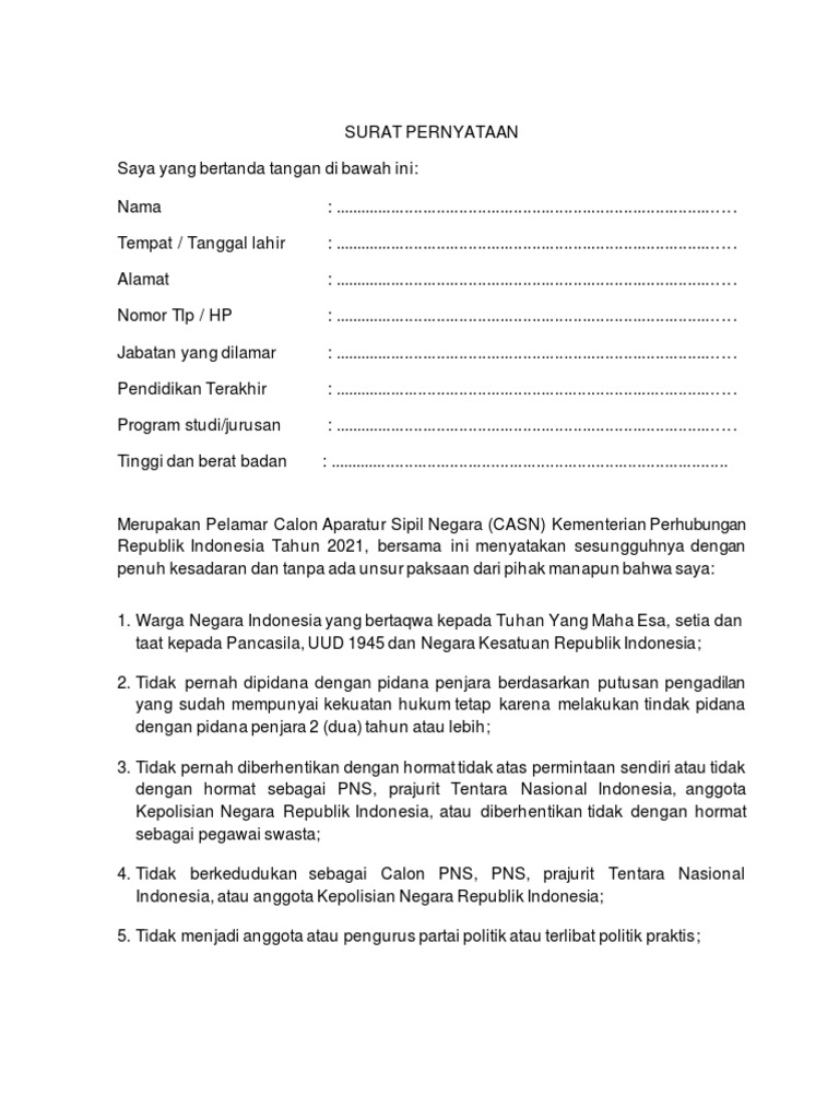 Format Surat Pernyataan | PDF | Karier & Perkembangan