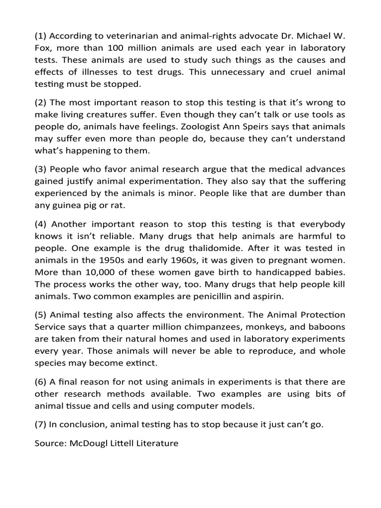 Animal Essay | PDF | Animal Testing | Animal Rights