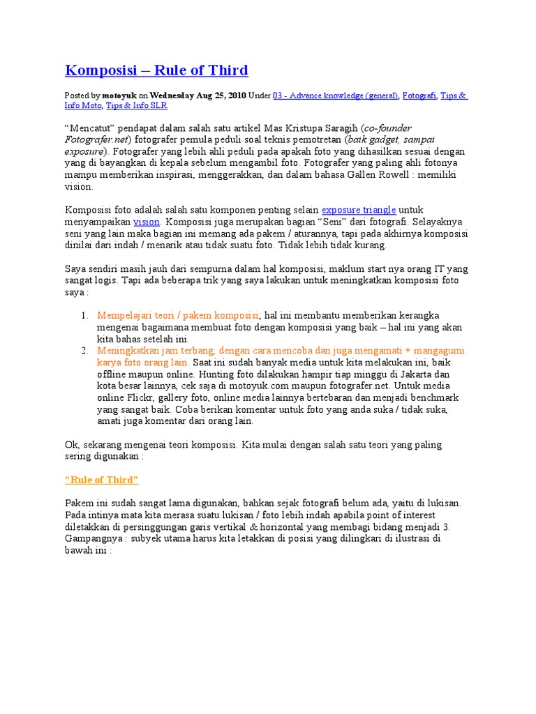 Komposisi Rule of Third | PDF