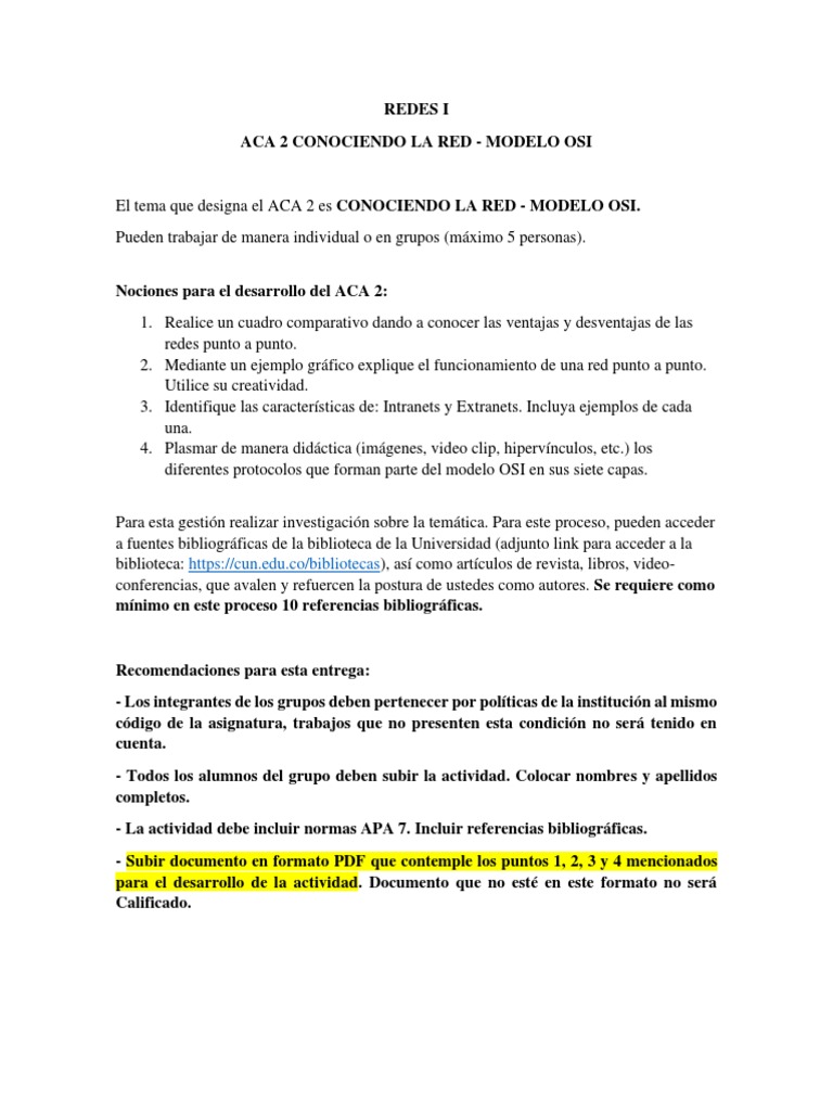 Aca 2. Redes I | PDF