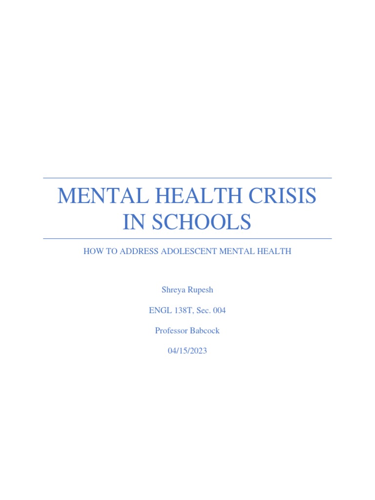 Addressing Adolescent Mental Health Crisis | PDF | Mental Disorder ...