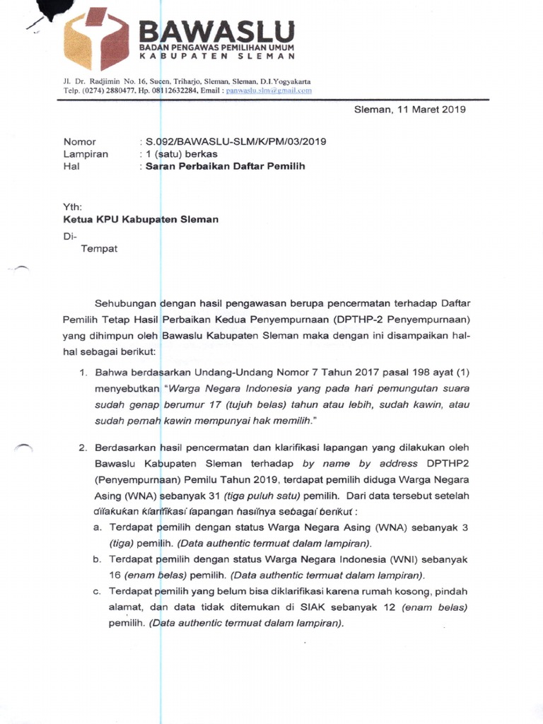 Contoh Surat Saran Perbaiaka Dps Ke PPK | PDF