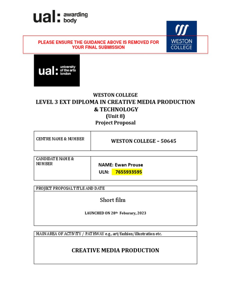 FMP Project Proposal Short Film | PDF