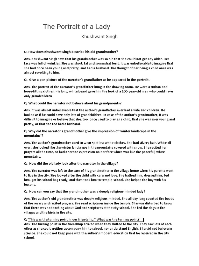 The Portrait of A Lady. | PDF | Grandparent | Rosary