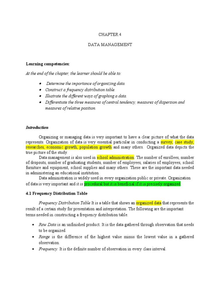 Data Management Essentials | PDF | Mode (Statistics) | Percentile