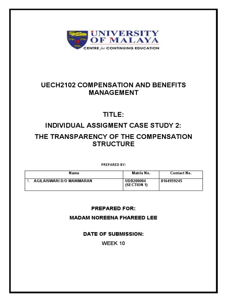Individual Assignment - Cover Page | PDF | Employment | Compensation And Benefits