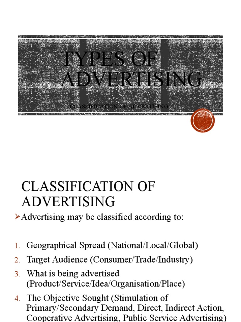 TYPES OF ADVERTISING CLassification of Advertising | PDF | Advertising ...