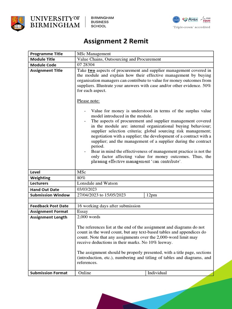 Procurement Management for Value | PDF | Procurement | Supply Chain
