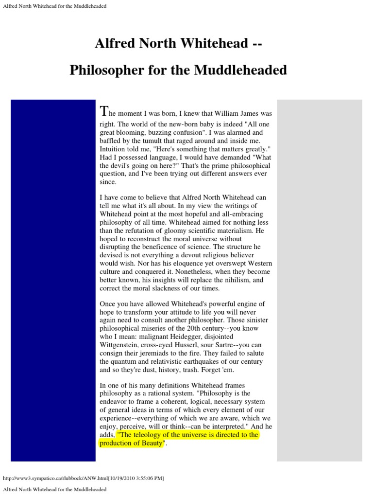 Alfred North Whitehead For The Muddleheaded | PDF | Alfred North ...
