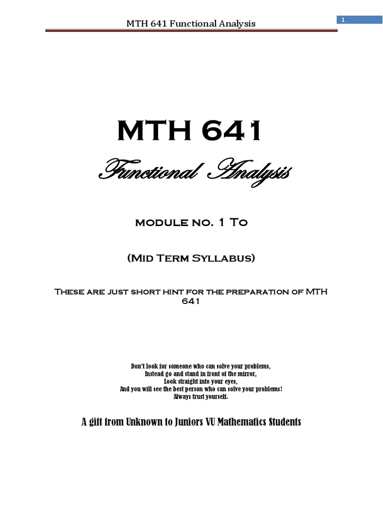 Mth641 Complete Handouts | PDF | Continuous Function | Sequence