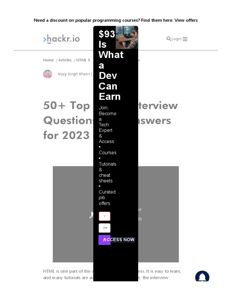 Hackr Io Blog HTML Interview Questions | PDF | Html Element | Html