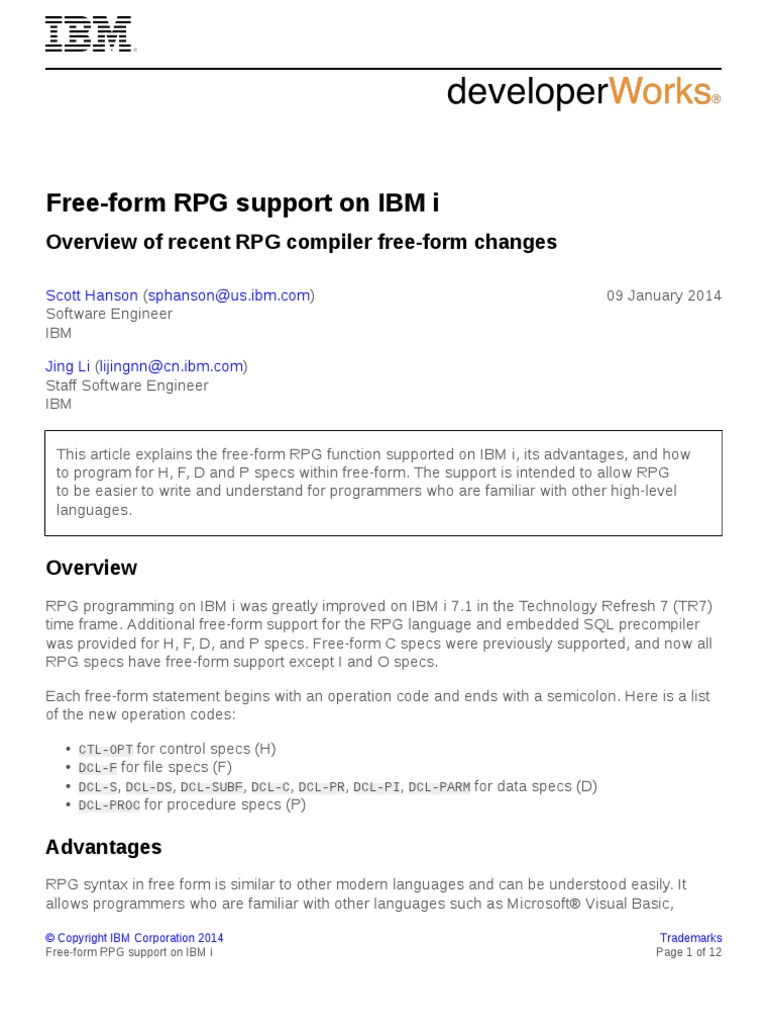 I Ibmi RPG Support PDF | PDF | Ibm Rpg | Parameter (Computer Programming)
